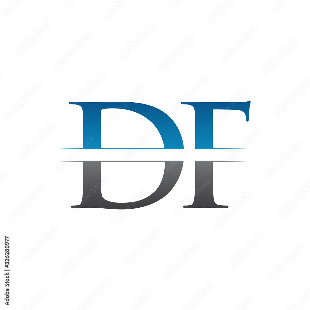 Initial DF Letter Logo Design Vector With Blue and Grey Color. DF Logo ...