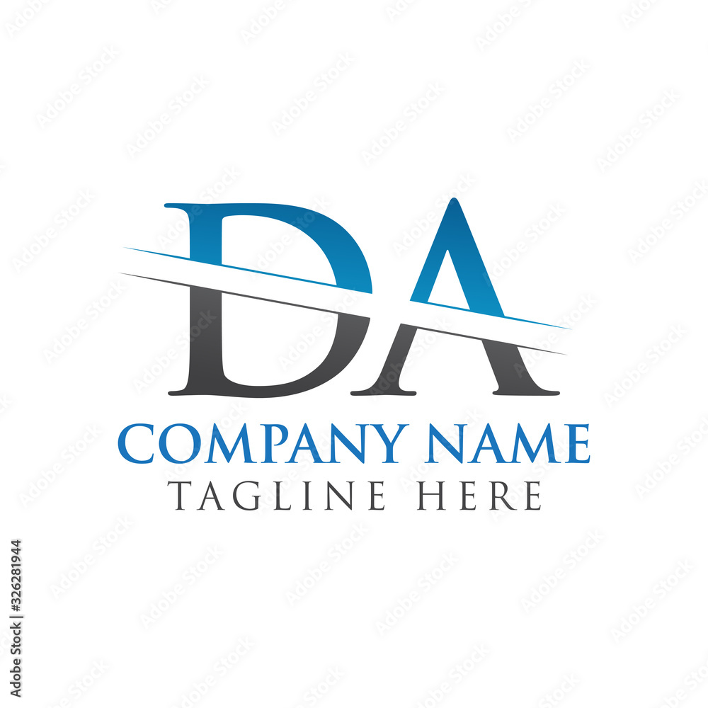 Initial DA Letter Logo Design Vector With Blue and Grey Color. DA Logo ...