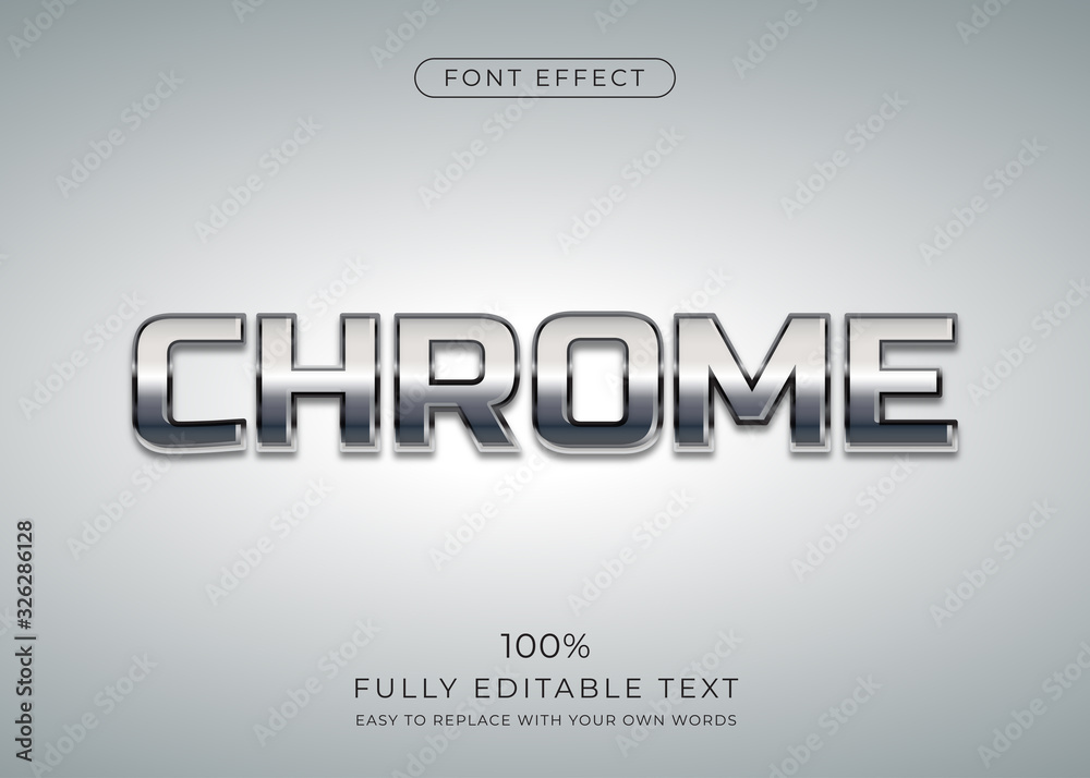 Chrome text effect. Editable font style Stock Vector | Adobe Stock
