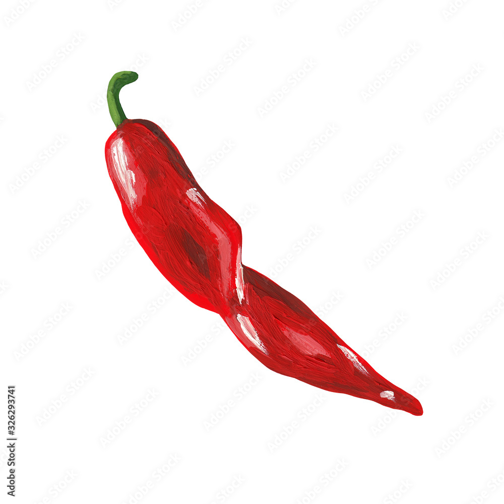 Red hot pepper - hand drawn illustration in realistic style isolated on ...