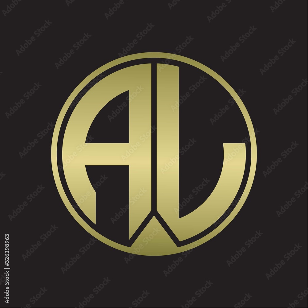 AL Logo monogram circle with piece ribbon style on gold colors Stock ...