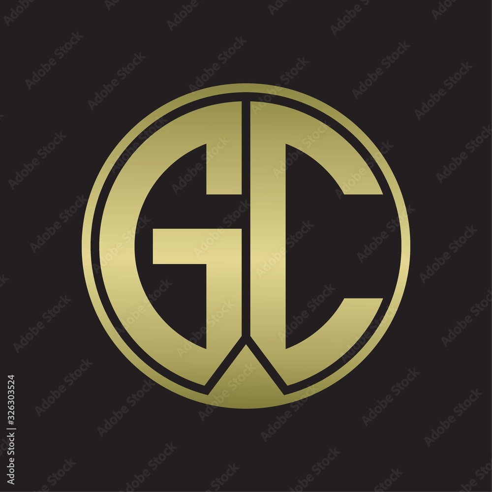 GC Logo monogram circle with piece ribbon style on gold colors Stock ...