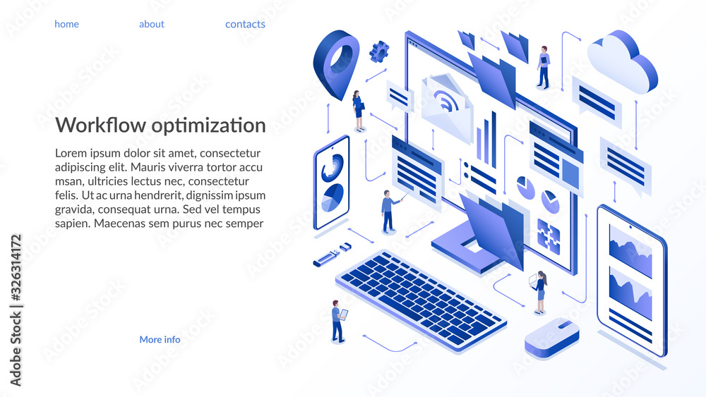 Workflow optimization isometric concept. Stock Vector | Adobe Stock