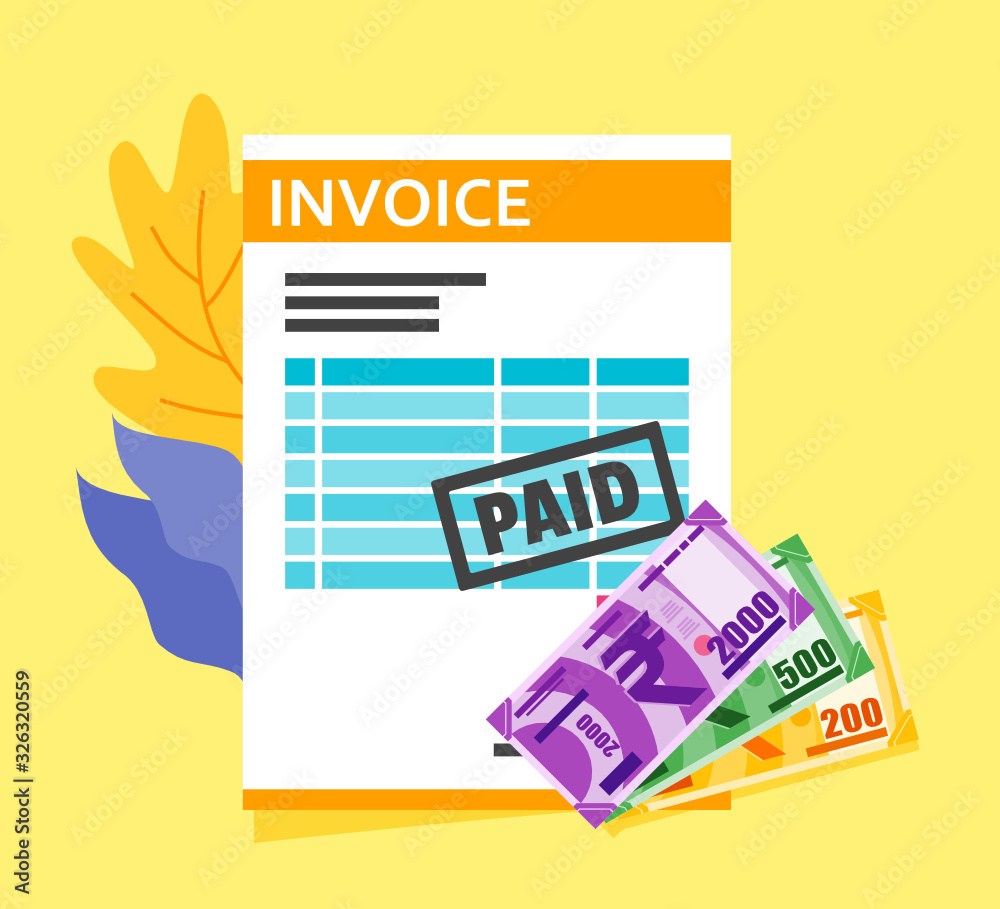 Bill Receipt or Invoice Payment using Indian Rupee Money vector ...