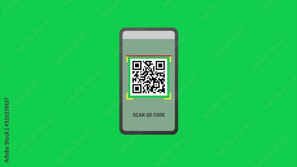 animation QR code scanning with smartphone on green screen background ...