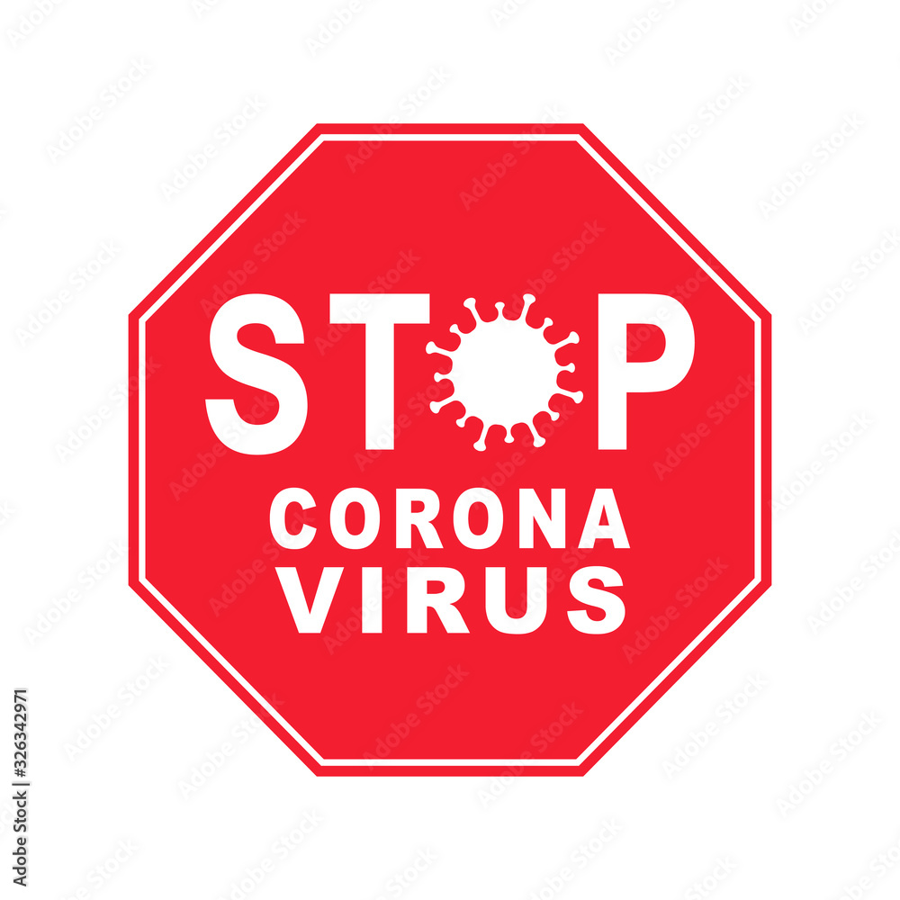 STOP MERS Corona Virus warning icon shape. biological hazard risk logo ...