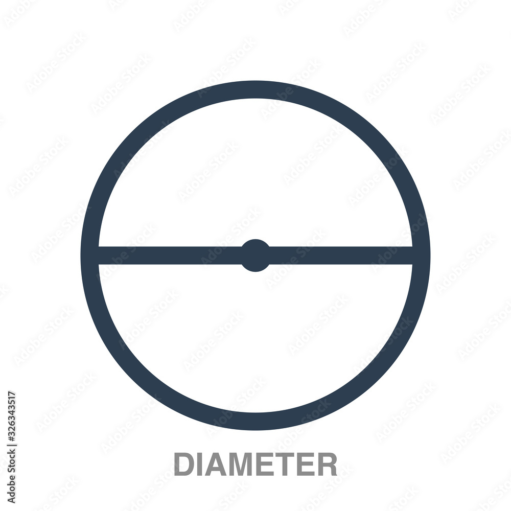 diameter flat icon on white transparent background. You can be used ...
