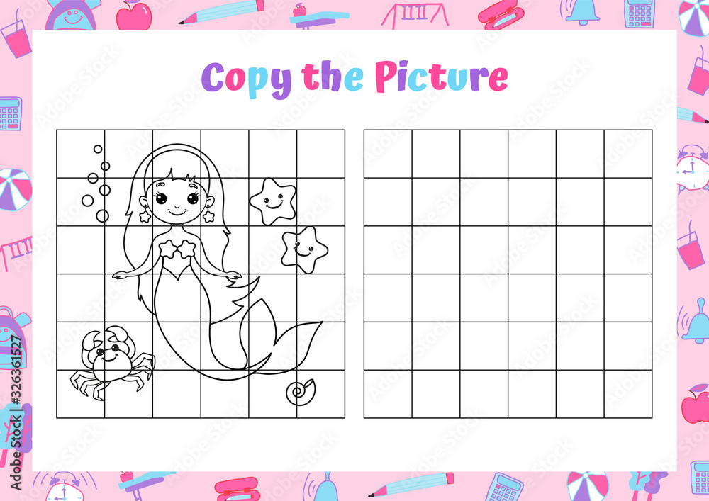 Copy the picture. Drawing activity for kids. Educational game for ...