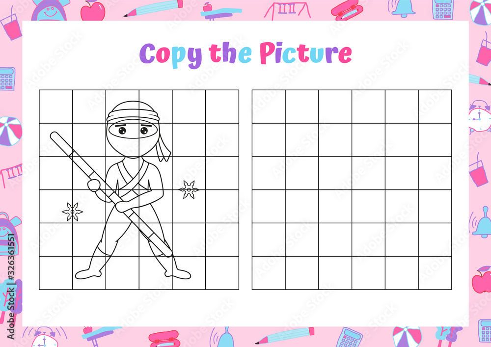 Copy the picture. Drawing activity for kids. Educational game for ...