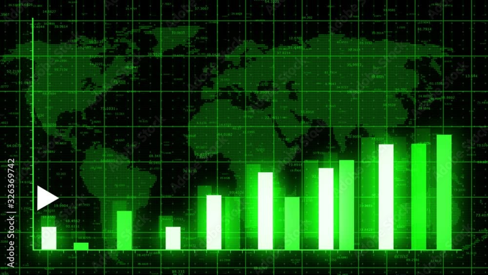 4k HUD graph with rising up arrow and bar stats,Financial data,diagrams ...