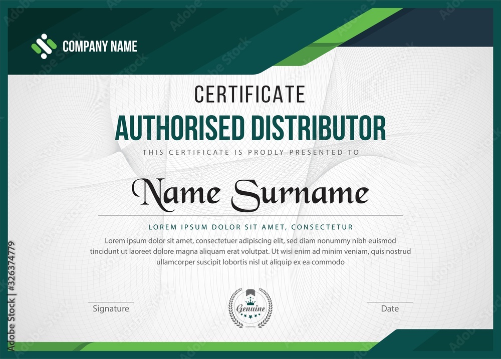 Modern green certificate for corporate companies and all types business ...