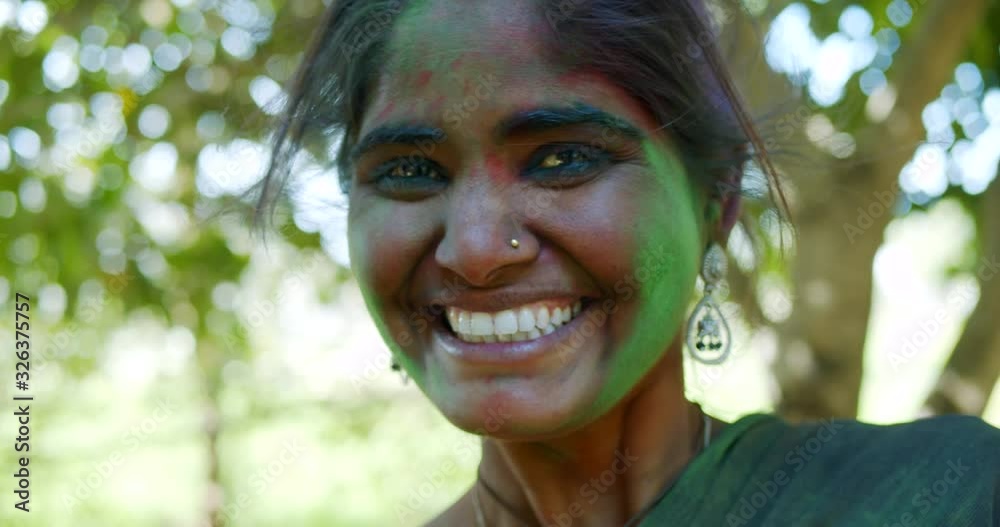 Young Indian women with black eyes in Rajasthan, India smiling and ...
