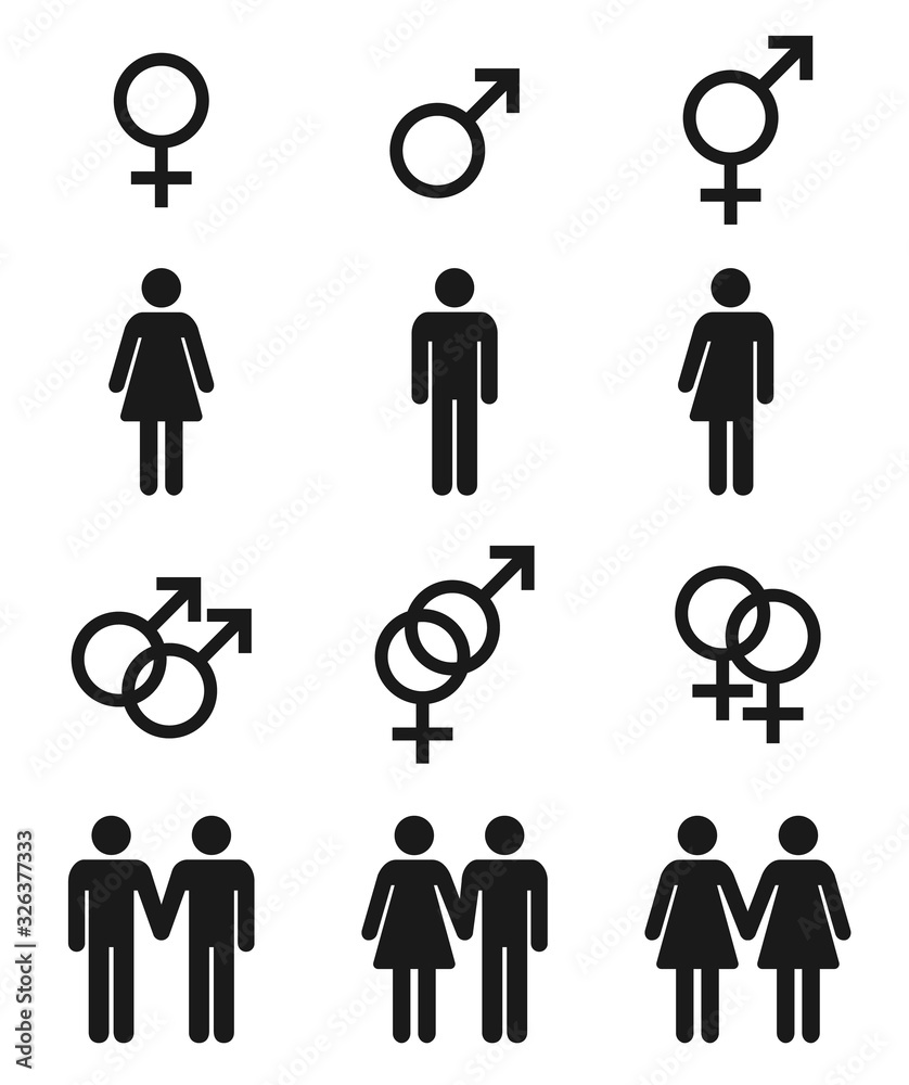 Set Of Gender Symbols Male Female And Transgender Sexual Preference