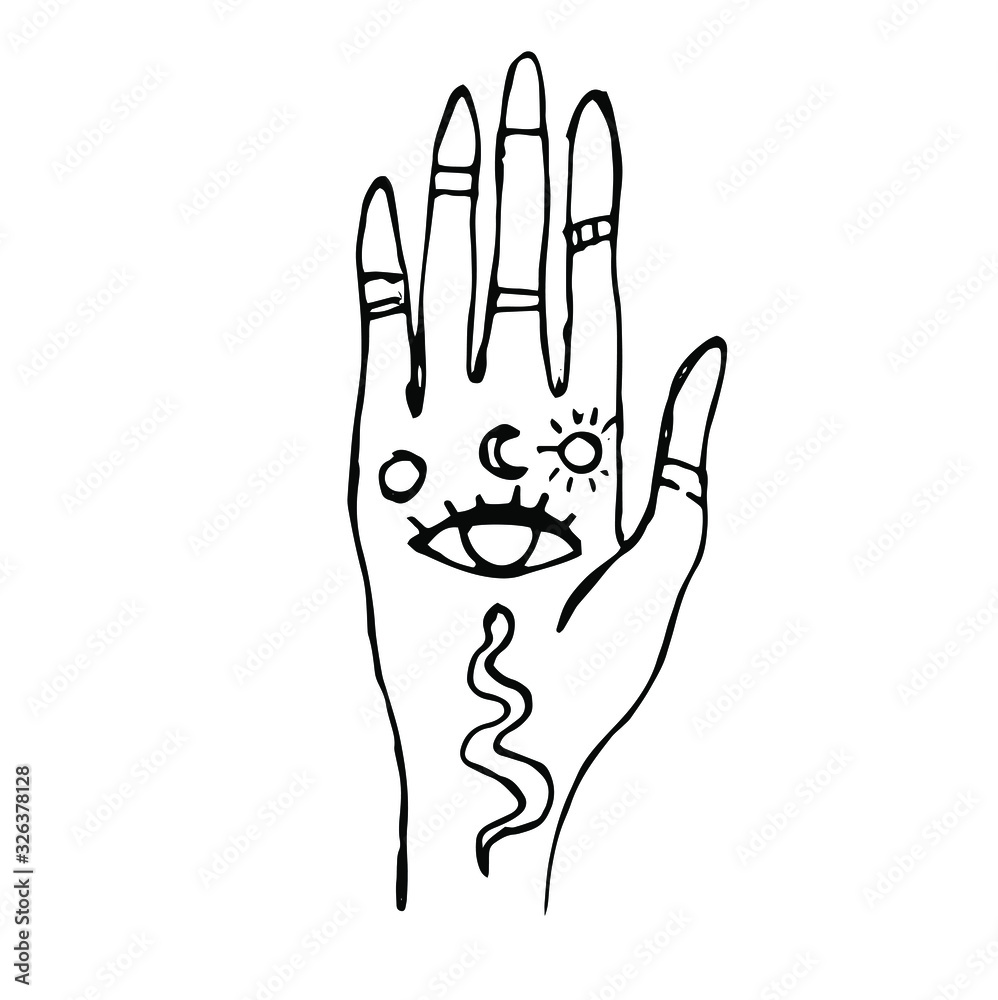 hand drawn doodle hand.Cartoon style illustration for logo, design ...