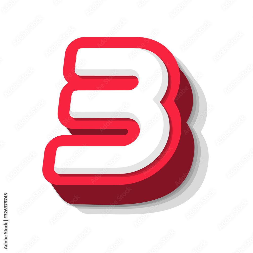 3D bold funny number 3, heavy type for modern super hero monogram ...