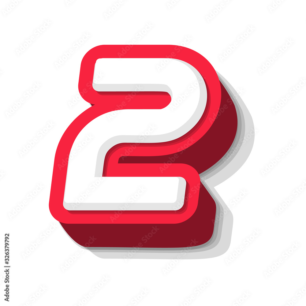 3D bold funny number 2, heavy type for modern super hero monogram ...
