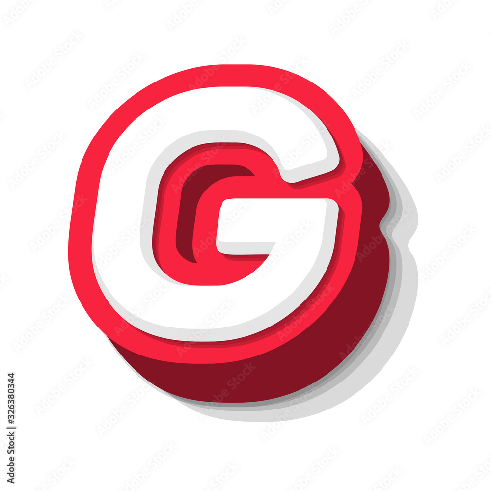 3D bold funny letter G, heavy type for modern super hero monogram ...