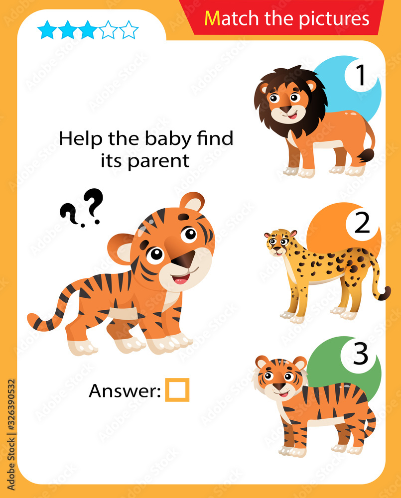 Matching game, education game for children. Puzzle for kids. Match the ...