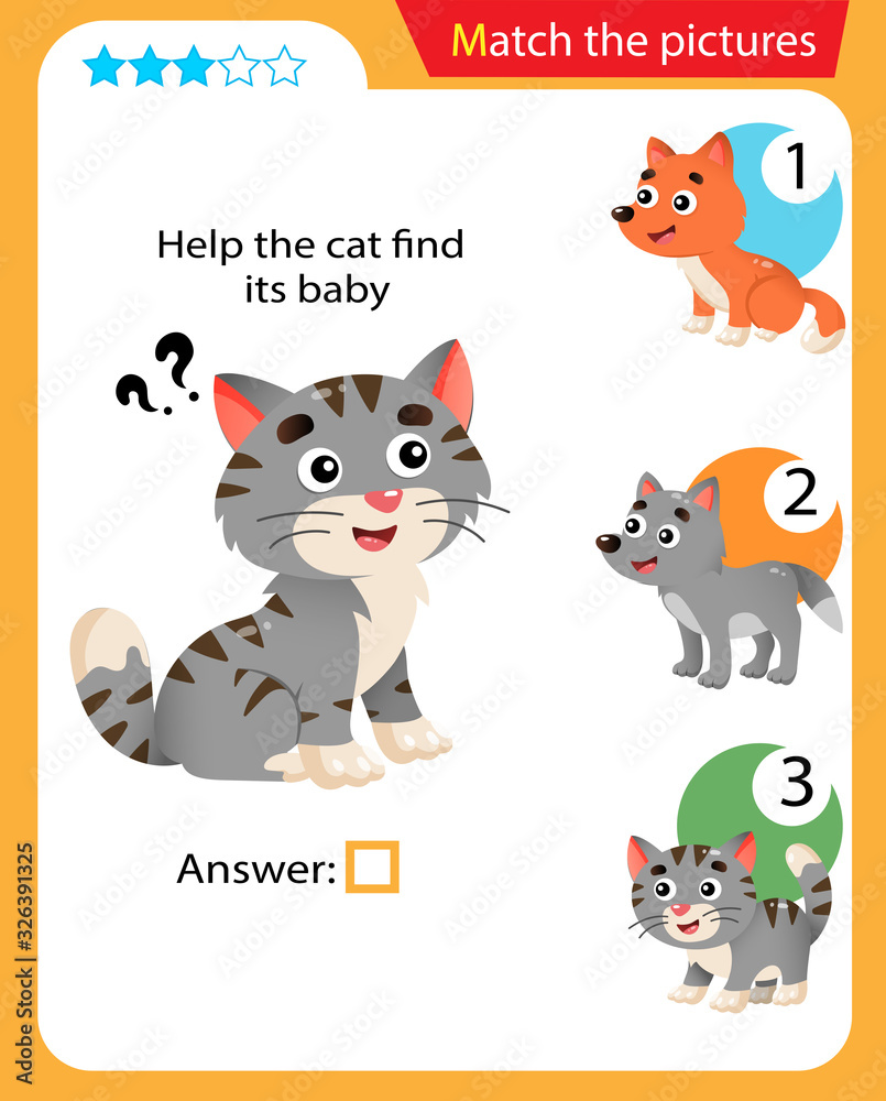 Matching game, education game for children. Puzzle for kids. Match the ...