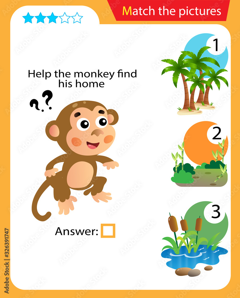 Matching game, education game for children. Puzzle for kids. Match the ...