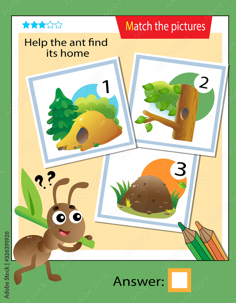 Matching game, education game for children. Puzzle for kids. Match the ...