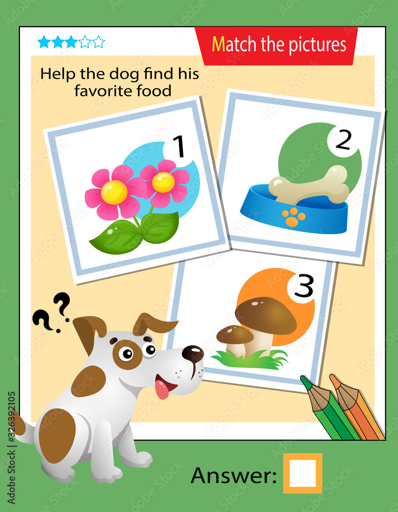 Matching game, education game for children. Puzzle for kids. Match the ...