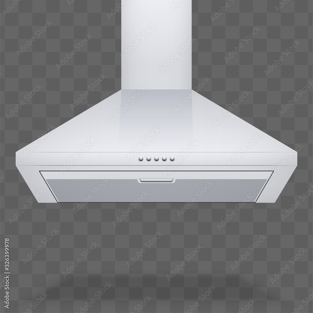 Kitchen range hood. Front view of chimney cooker hoods. Domestic ...