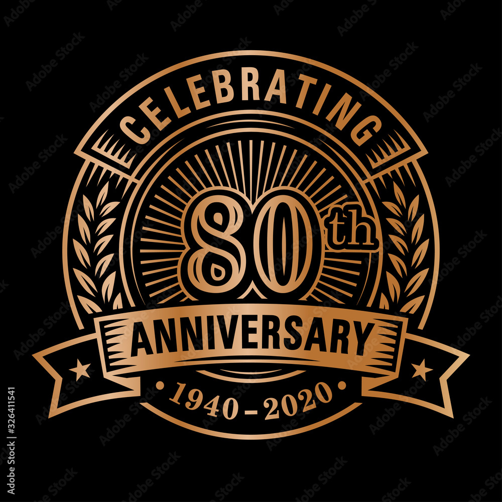 80 years of celebrations design template. 80th logo. Vector and ...