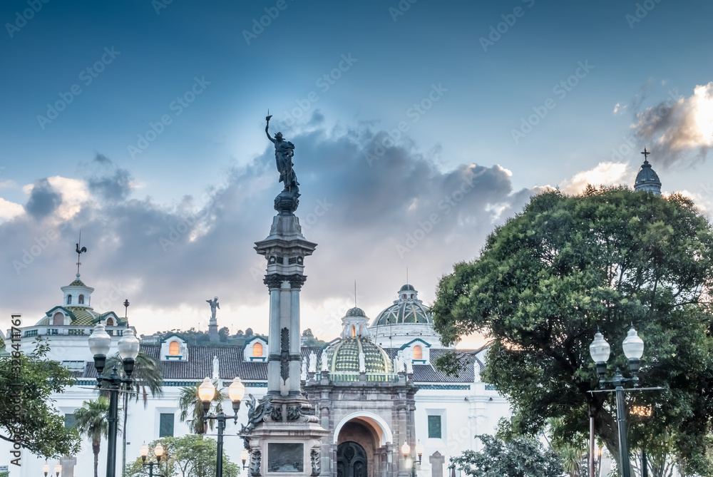 Plaza Grande, historical center of Quito, founded in the 16th century ...