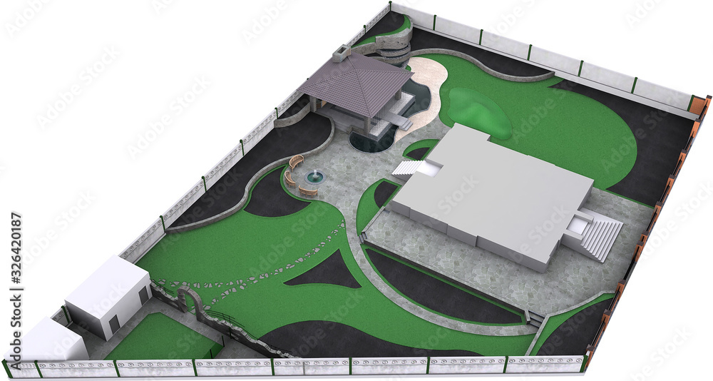 Site development plan isolated over white background, 3D render Stock ...