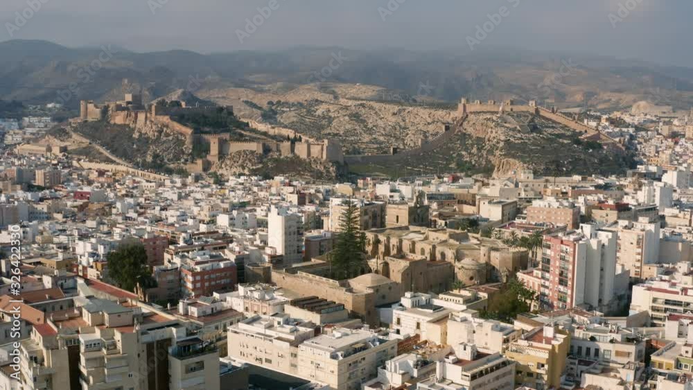 Cityscape of Almeria and its attractions. Aerial view Stock Video ...