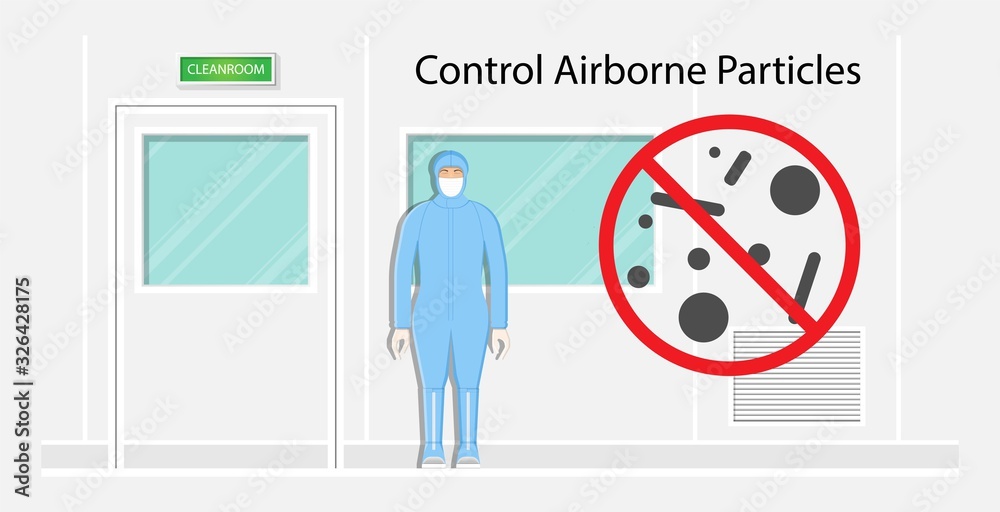 Clean room industry particles lab equipment machine worker measure ...