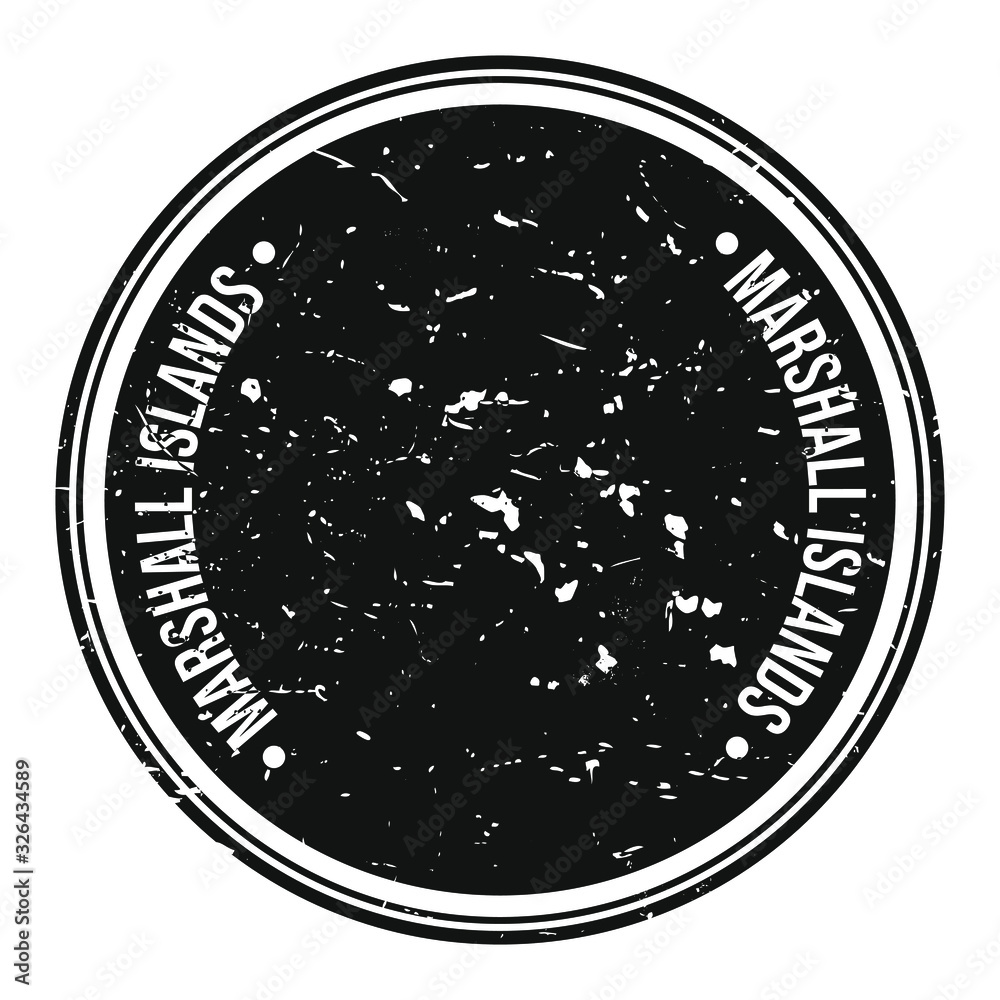 Marshall Islands Map Symbol. Round Design Stamp Travel and Business ...