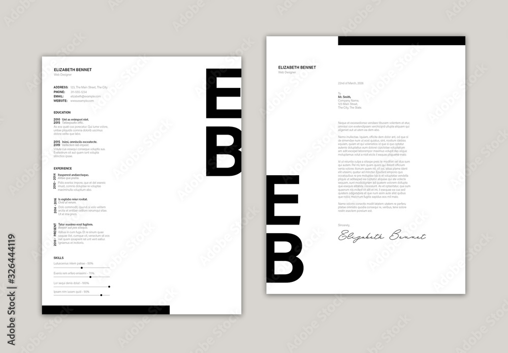 Resume Layout Set with Bold Type Stock Template | Adobe Stock