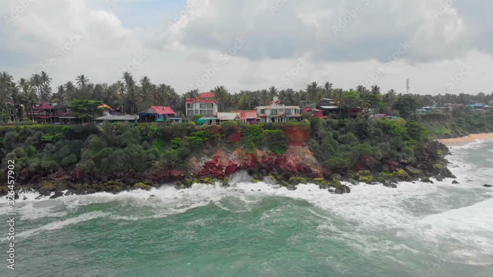 4k Aerial Truck Shot moving in the left side of Varkala cliff beach ...