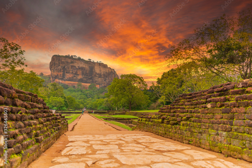 Sigiriya rock fortress at sunset, Sri Lanka Stock Photo | Adobe Stock