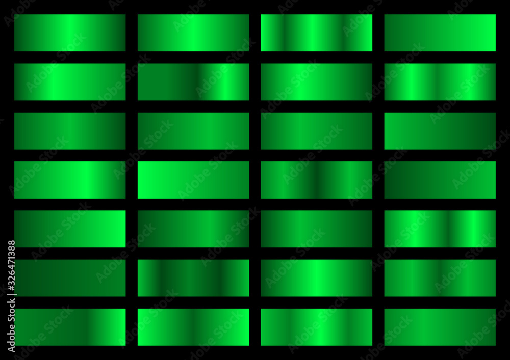 Neon green metal gradient set. Vector metallic texture. Big collection ...