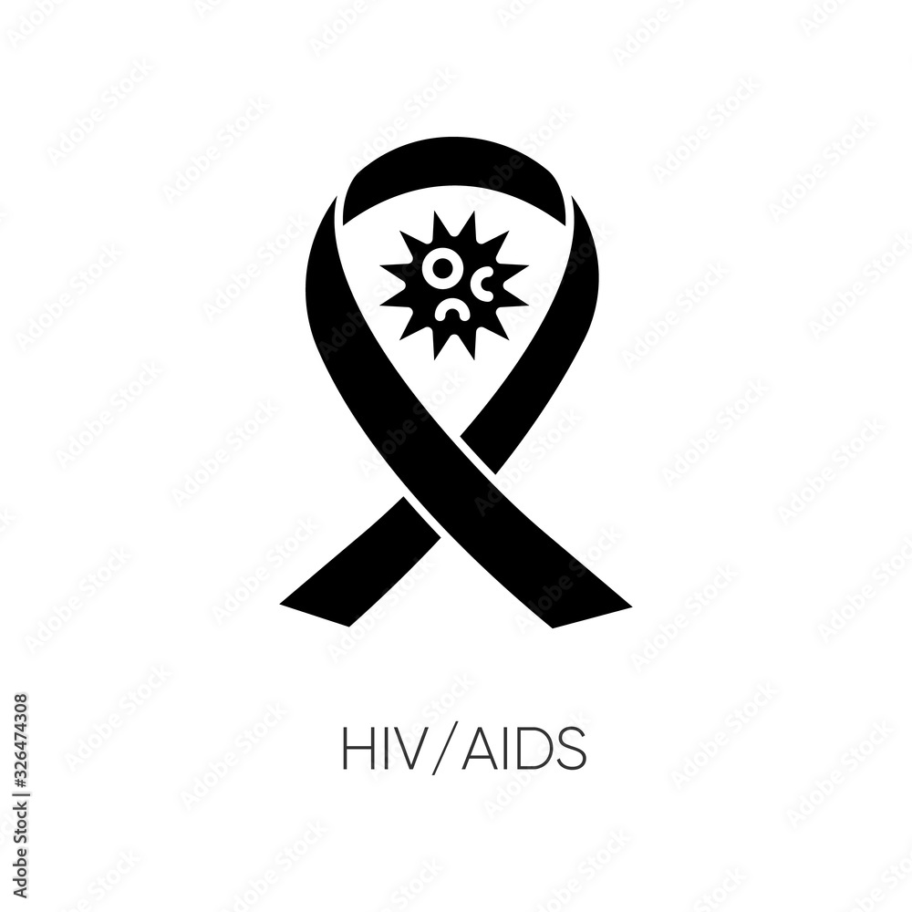 HIV, AIDS black glyph icon. Human immunodeficiency virus, acquired ...