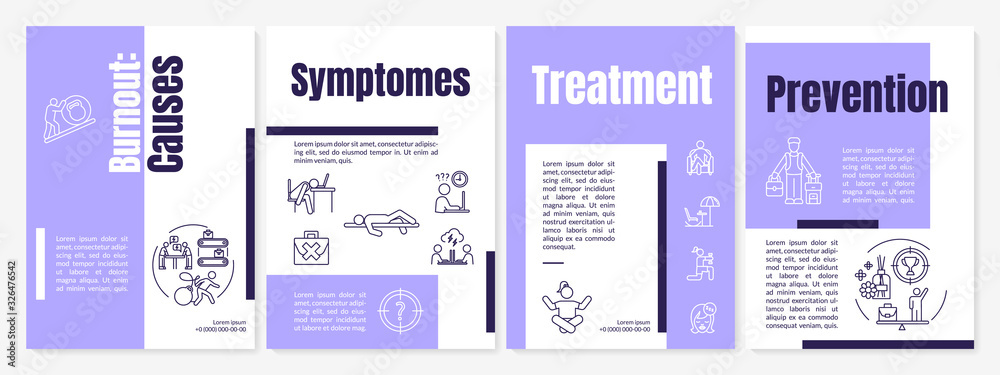 Burnout causes brochure template. Preventive measures. Therapy. Flyer ...