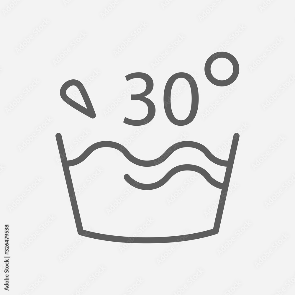 Water temperature 30 deg icon line symbol. Isolated vector illustration ...