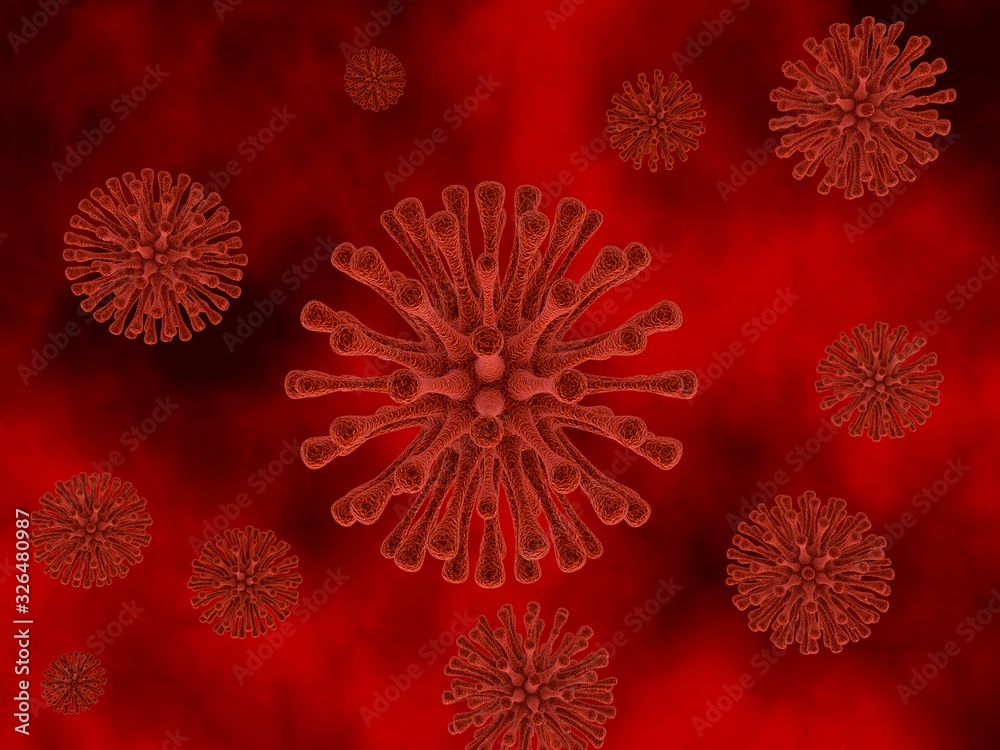 Infected microbial cells in the body of a living organism. 3d render ...