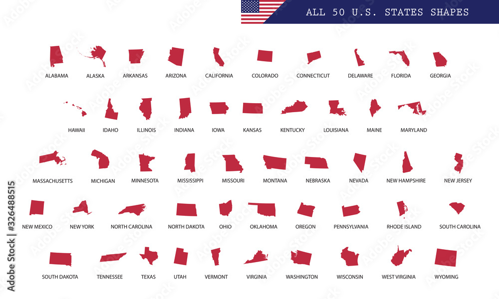 All U.S. states map shapes USA borders Stock Vector | Adobe Stock