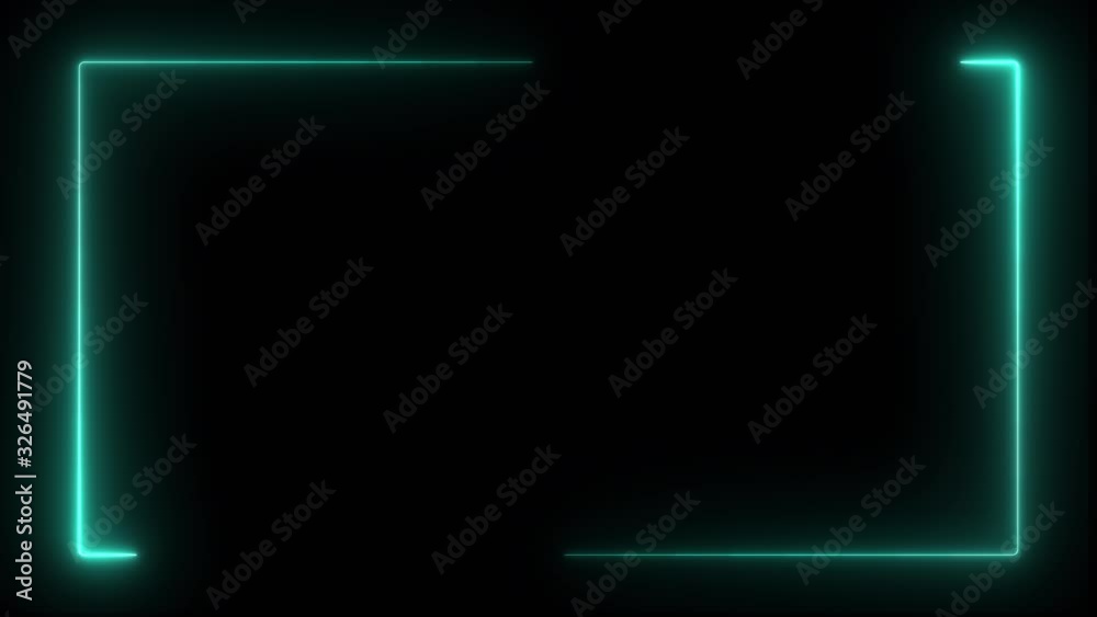 Colorful neon glowing animated box for text or graphic. Abstract view ...