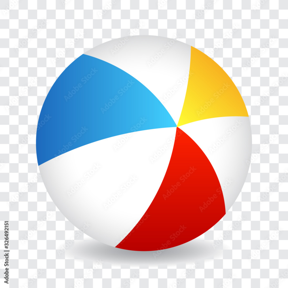 Colorful vector beach ball, isolated on transparent background, vector ...