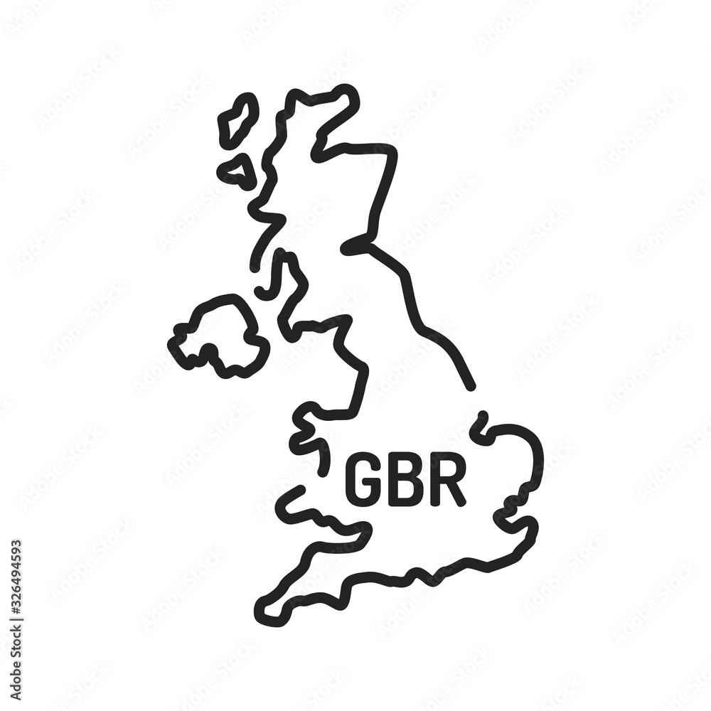 United Kingdom map black line icon. Border of the country. Pictogram ...