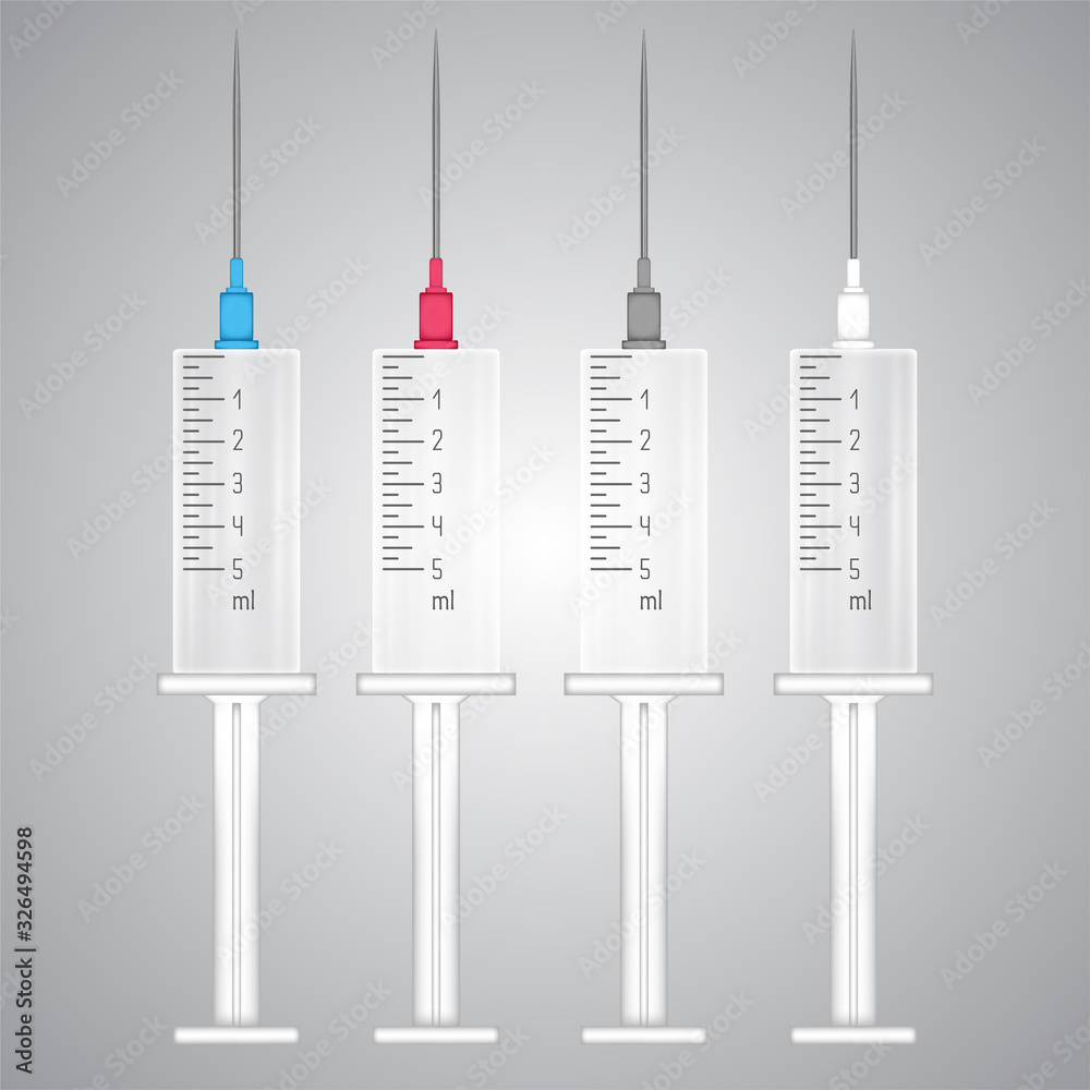 Syringe vector set isolated on white background. 3d medical tool for ...