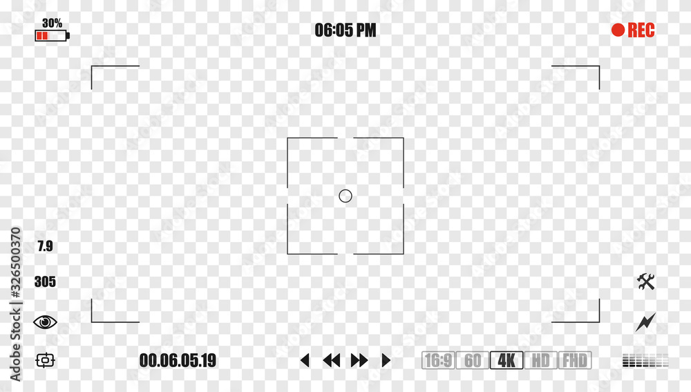 Camera frame viewfinder screen of video recorder digital display with ...