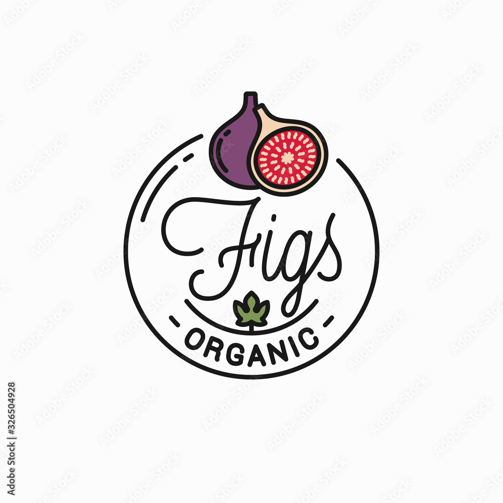 Figs fruit logo. Round linear logo of fig slice Stock Vector | Adobe Stock