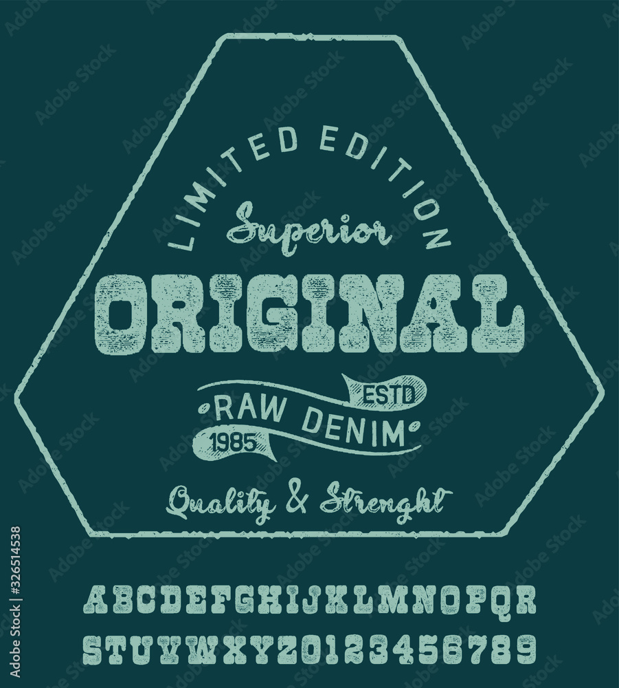 Original vintage Denim print for t-shirt or apparel. Old school vector ...