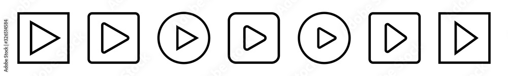Play Button Icon Black Line | Start Buttons Illustration | Video Audio ...